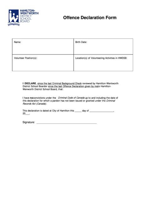 Top 7 Offence Declaration Form Templates Free To Download In Pdf Format
