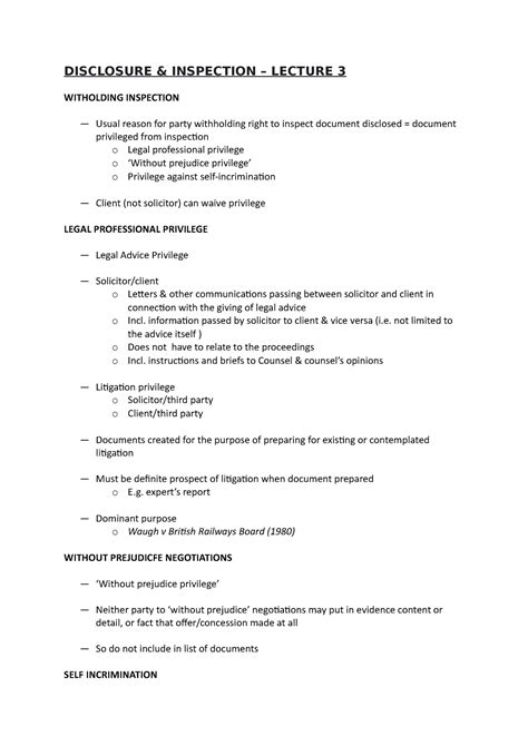 Disclosure And Inspection Lecture 3 Disclosure And Inspection