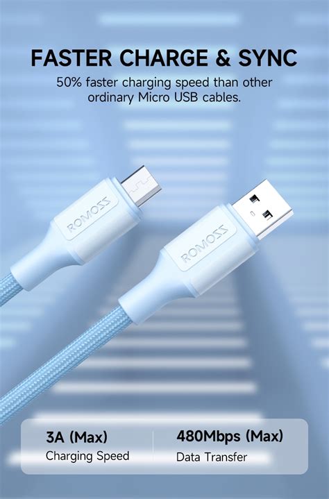 Romoss CB0531 Micro USB 3A Charging Cable Android Speed Data Fast