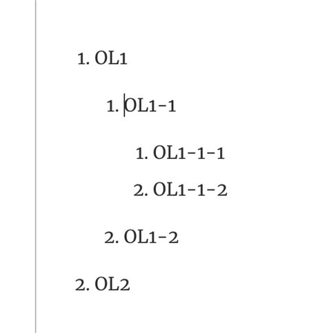 Nested Ordered List Data Structure Wrong Causing Wrong Number Indeces