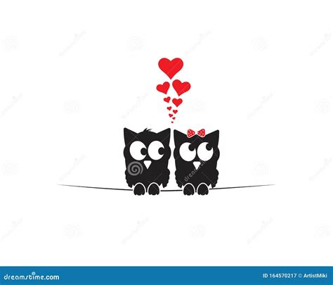 Zwei Eule Silhouetten Auf Draht In Der Liebe Vektor Drahtvögel Wandbilder Wandbilder