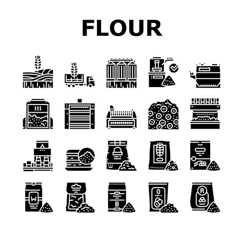 Flour Factory Industry Production Icons Set Vector 10247312 Vector Art At Vecteezy