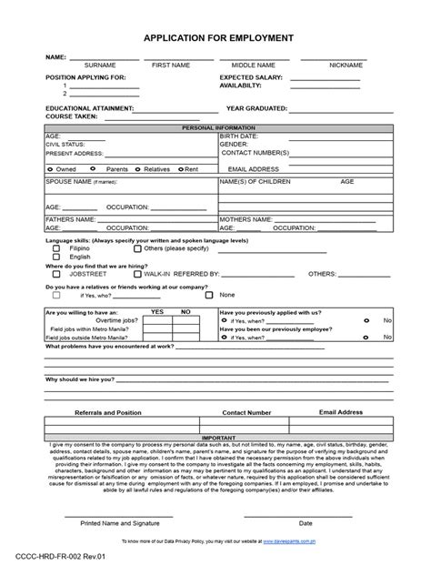 Cccc Application Form Pdf Employment Business