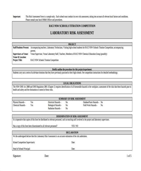 25 Sample Risk Assessment Forms