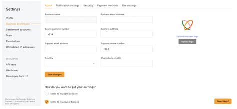 Update Your Business Preferences Flutterwave Help Center