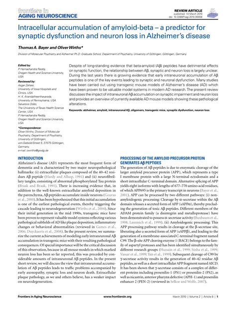 Pdf Intracellular Accumulation Of Amyloid Beta A Predictor For