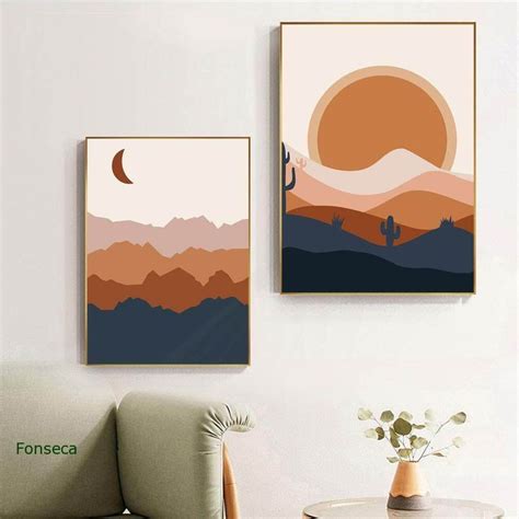 Abstract Boho Landscape Pictures Modern Wall Art Canvas Diy Canvas Art Canvas Wall Art