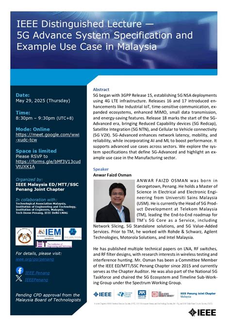 Ieee Distinguished Lecture 5g Advance System Specification And Example Use Case In Malaysia