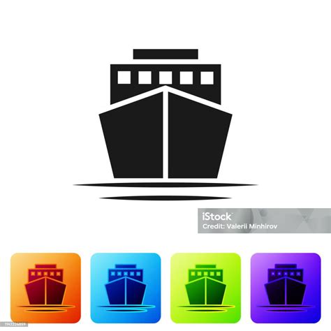 검은 배 아이콘 흰색 배경에 고립입니다 색상 사각형 버튼에 아이콘을 설정 합니다 벡터 일러스트 0명에 대한 스톡 벡터 아트 및 기타 이미지 Istock