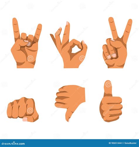 Nonverbal Communication By Hand Gesturing Set On White Stock Vector Illustration Of Give