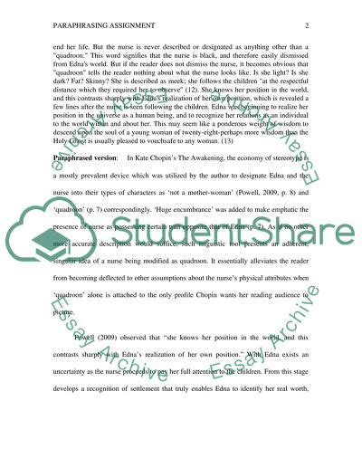 Paraphrasing Assignment Essay Example Topics And Well Written Essays 500 Words