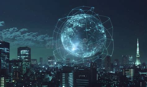 Futuristic Digital Cityscape With Holographic Technology Ai Generated Stock Illustration