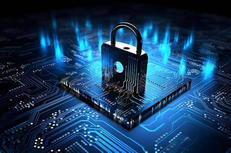 Premium Ai Image Cybersecurity Concept Depicting A Padlock On Top Of A Microchip Board