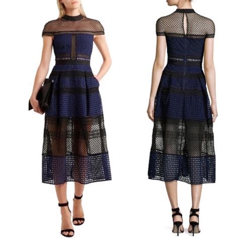 Self Portrait Dresses Selfportrait Gorgeous Midi Blue And Black