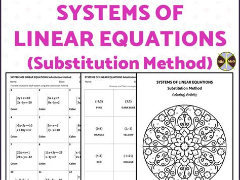 Systems Of Linear Equations Substitution Method Color By Code