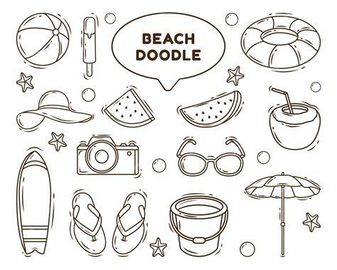 Premium Vector Hand Drawn Beach Cartoon Doodle Illustration Coloring