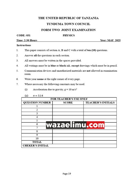 Physics Form Two Pdf Magnetization Physical Quantities