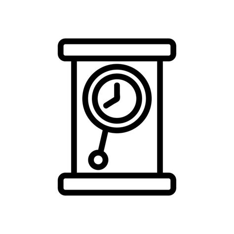 Portable Classic Pendulum Clock Icon Vector Outline Illustration