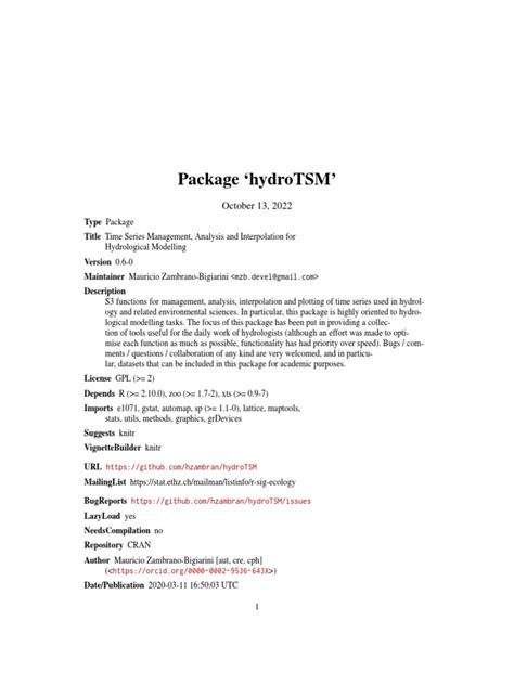 Hydro Tsm Pdf Time Series Function Mathematics