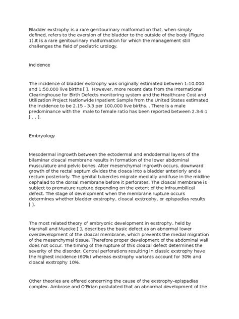 Bladder Exstrophy Pdf Pelvis Urinary Incontinence