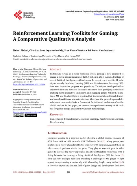 Pdf Reinforcement Learning Toolkits For Gaming A Comparative