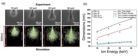 a experimental upper row and simulation lower row results of si