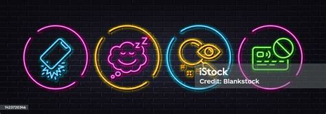 잠자기 스마트 폰이 고장 나고 최소한의 줄 아이콘을 검색하십시오 웹 응용 프로그램의 경우 인쇄 네온 레이저 3d 조명 벡터 기포에 대한 스톡 벡터 아트 및 기타 이미지