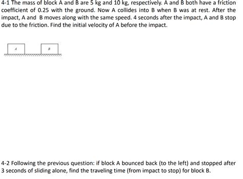 Solved The Mass Of Block A And B Are Kg And Kg Chegg