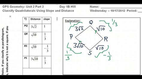 day 01b hw classify quadrilateral using slope and length youtube