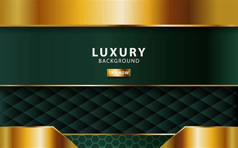 골드 라인 럭셔리 추상 프리미엄 녹색 벡터 배경 용지 효과와 레이어를 겹칩니다 디지털 템플릿 질감이 있는 육각형 배경에 사실적인 빛 효과 0명에 대한 스톡 벡터 아트 및
