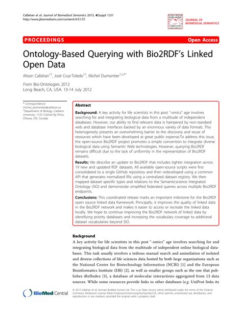 pdf ontology based querying with bio2rdf s linked open data