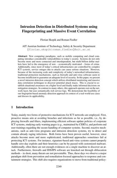 Pdf Intrusion Detection In Distributed Systems Using Subsemisdelniproceedings
