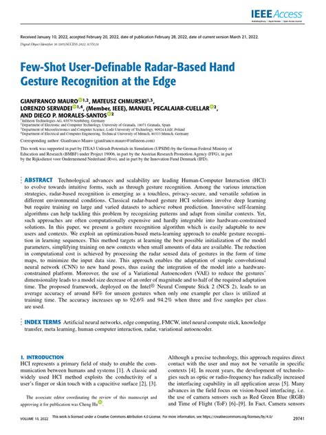 Few Shot User Definable Radar Based Hand Gesture Recognition At The