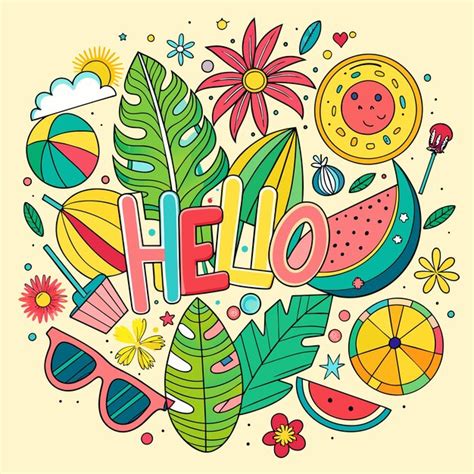 Una Ilustración De Dibujos Animados De Un Hello Hello En El Medio De Un