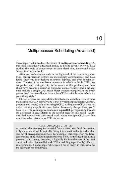 Multi Processor Scheduling As This Topic Is Relatively Advanced It May Be Best To Cover It