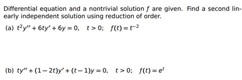 [solved] Differential Equation And A Nontrivial Solution F Are Given Course Hero