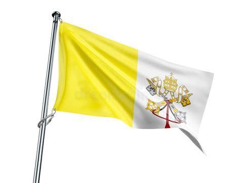 Vatican City Flag With Yellow And White Vertical Bands And Papal Emblem