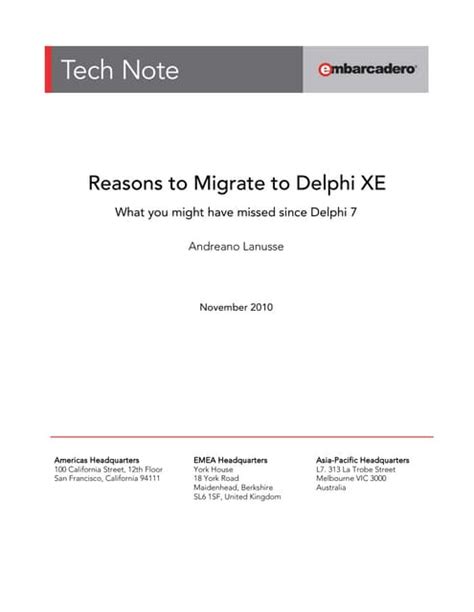 Reasons To Migrate To Delphi Xe Pdf