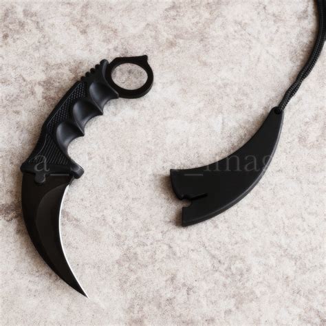 7 5 Black Karambit Curved Blade Rugged Edc Utility Self Defense Solid