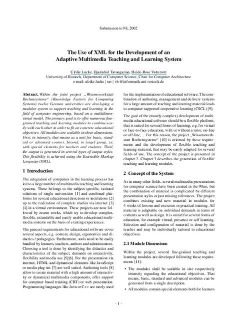 Pdf The Use Of Xml For The Development Of An Adaptive Multimedia