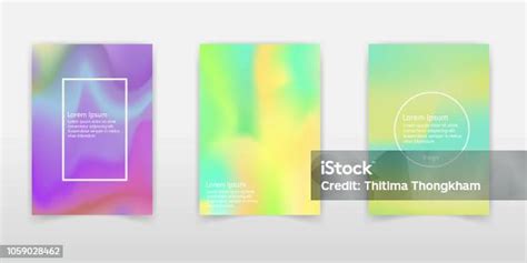 홀로그램 포스터 세트입니다 추상적인 배경입니다 미래의 홀로그램 호 일 포스터 그라디언트 메쉬입니다 90 년대 80 년대 레트로 스타일 안내 책자 배너 배경 화면 모바일