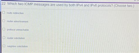 solved 22 ﻿which two icmp messages are used by both ipv4