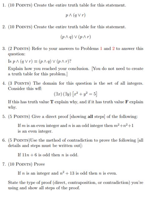 solved 1 10 points create the entire truth table for this