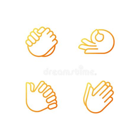 Gestures Communication Pixel Perfect Gradient Linear Vector Icons Set