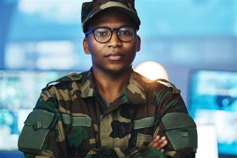 Premium Photo Control Room Military And Portrait Of Man For Surveillance Tracking Operation