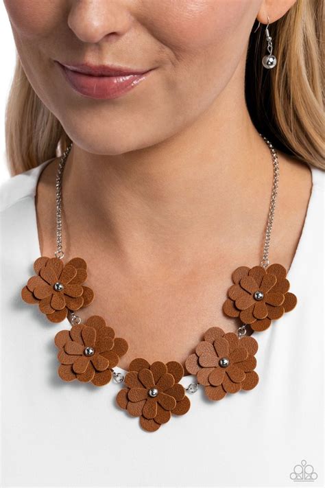 Paparazzi Necklace ~ Balance Of Flower Brown Paparazzi Jewelry