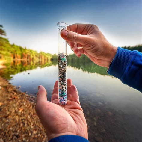 Testing Microplastics In Water Quality Of River Ai Content Generation Stock Illustration