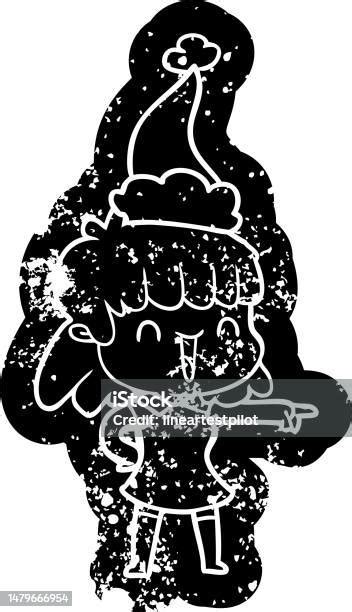 기발한 만화 산타 모자를 쓰고 행복 한 여자의 고민 아이콘 낙서 드로잉에 대한 스톡 벡터 아트 및 기타 이미지 낙서 드로잉 만화 명랑한 Istock