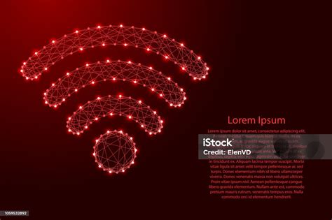 Wifi 아이콘 무선 인터넷 기호 미래 다각형 빨간 라인 및 배너 빛나는 별에서 포스터 벡터 일러스트입니다 0명에 대한 스톡 벡터 아트 및 기타 이미지 Istock