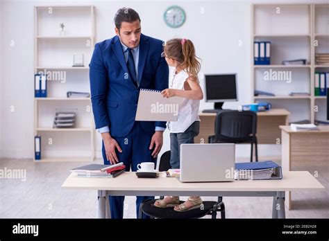 Father Secretary And Daughter Boss In Funny Concept Stock Photo Alamy